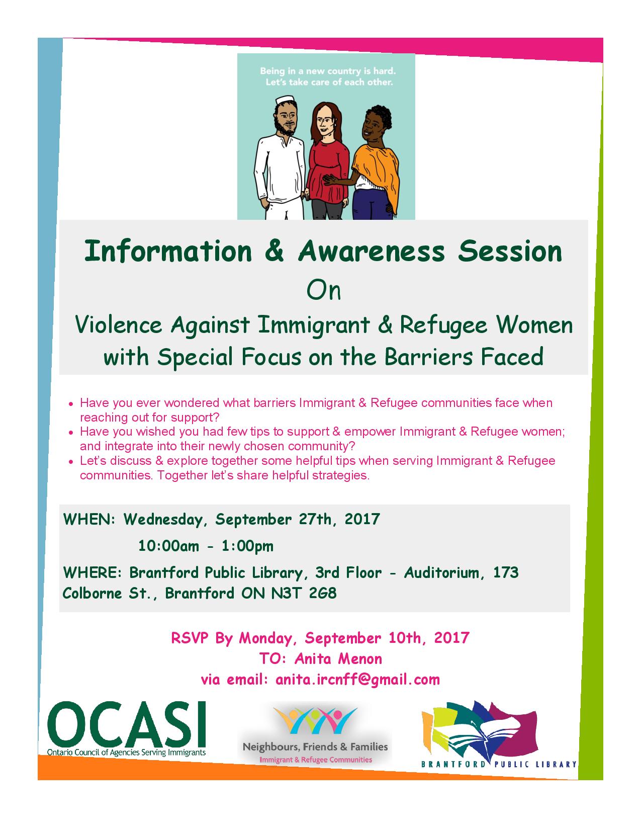 Information & Awareness Session on Violence Against Immigrant & Refugee ...